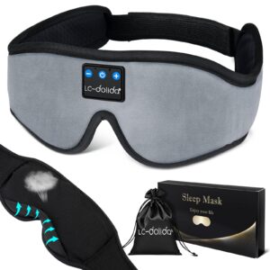 lc-dolida sleep headphones bluetooth sleep mask,3d wireless music eye mask bluetooth headband sleeping cover mask for side sleepers, nap, insomnia, air travel, meditation, tech gadgets unique gifts