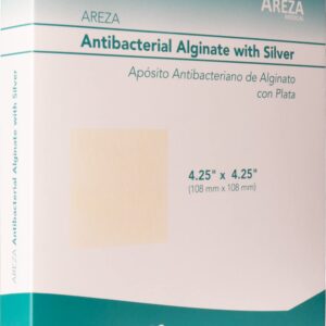 Silver Alginate (Antibacterial Alginate with Silver) 4.25"x4.25" Sterile; 10 Wound Dressings Per Box (1 Box) Areza Medical