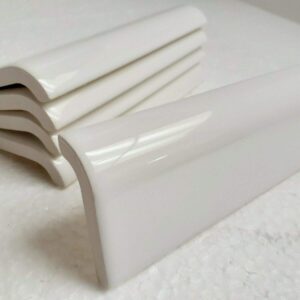 Bright White Arctic 2x6 in Ceramic Tile Mud Cap Bullnose Trim Edge 2 x 6 inch Mudcap Daltile Color 0190 Box 5 Piece