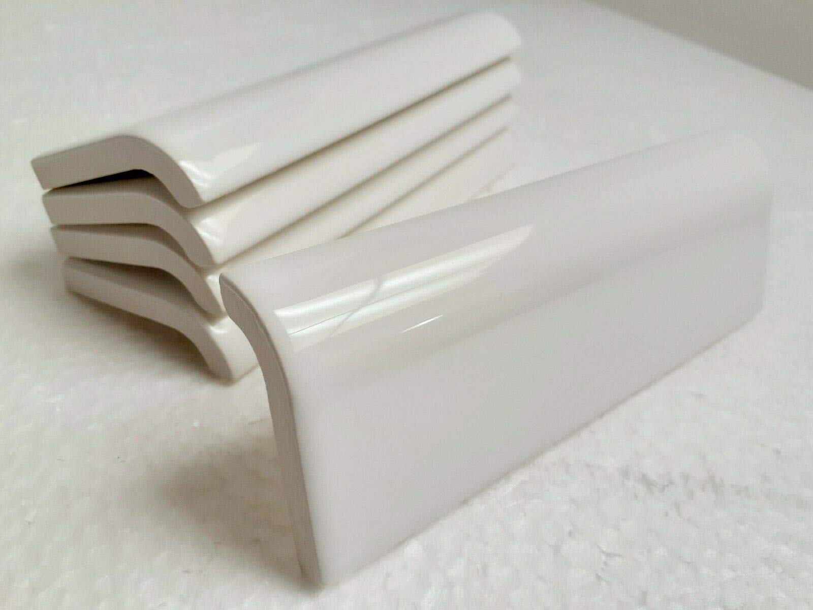 Bright White Arctic 2x6 in Ceramic Tile Mud Cap Bullnose Trim Edge 2 x 6 inch Mudcap Daltile Color 0190 Box 5 Piece