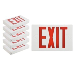 exitlux 6 pack- led red led exit signs with emergency lights -ul listed double face hardwired -120/277vac - us standard emergency exit sign lighting for busniess.