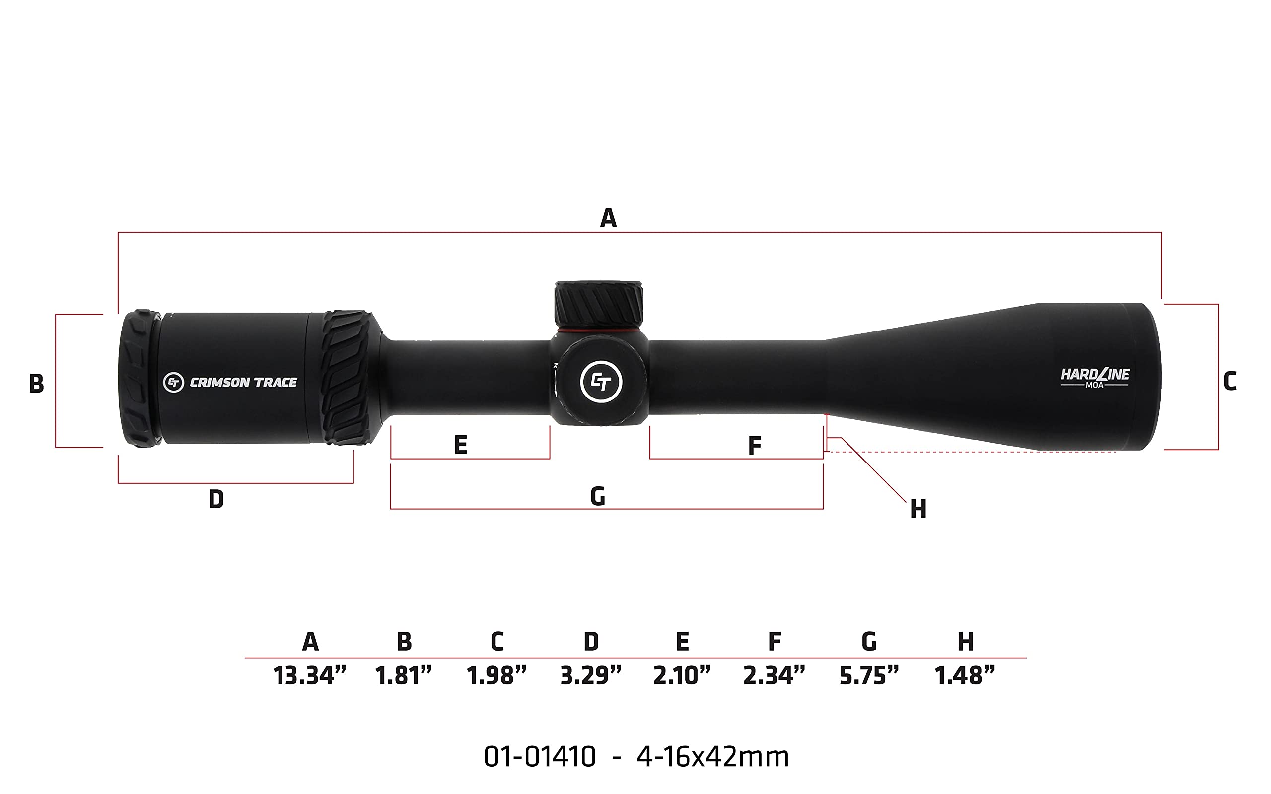 Crimson Trace Hardline 4-16x42mm Riflescope with SFP, MR1-MOA Reticle, Lightweight Solid Construction, Scope Caps and Lens Cloth for Hunting, Shooting and Outdoor