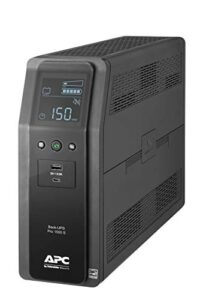 apc ups 1500va sine wave ups battery backup, br1500ms2 backup battery power supply, avr, 10 outlets, (2) usb charger ports