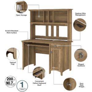 Bush Furniture Salinas Computer Desk with Hutch | Study Table with Drawers, Cabinets & Pullout Keyboard/Laptop Tray | Modern Home Office Desk in Reclaimed Pine | Work Desk with Storage