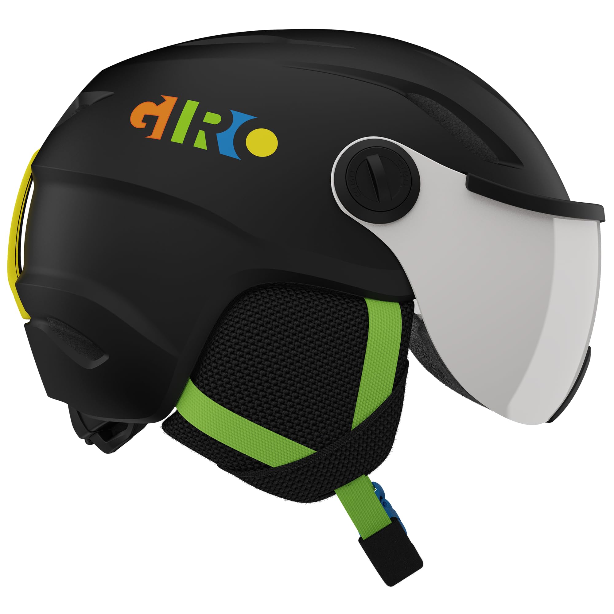 Giro Buzz MIPS Toddler Snowboard Ski Helmet w/Integrated Goggle Shield/Visor - Matte Black/Party Blocks - XS (48.5-52cm)