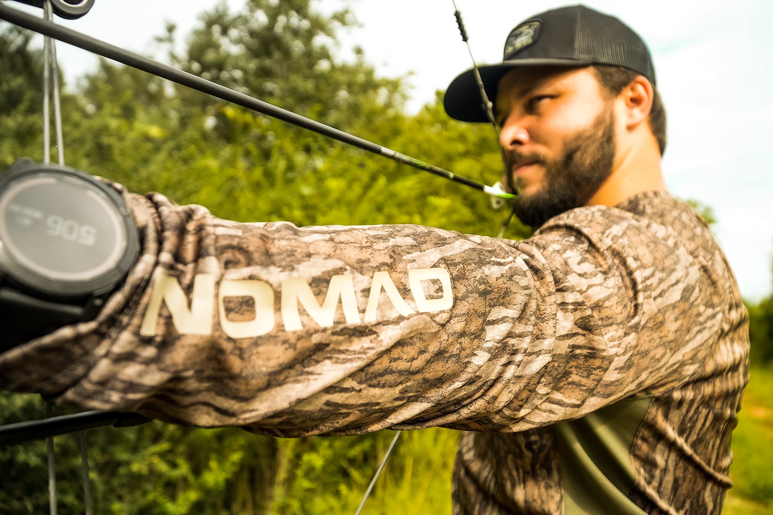 Nomad Mens Pursuit Long Sleeve Shirt | Hunting Shirt W/Sun Protection, Mossy Oak Bottomland, X-Large