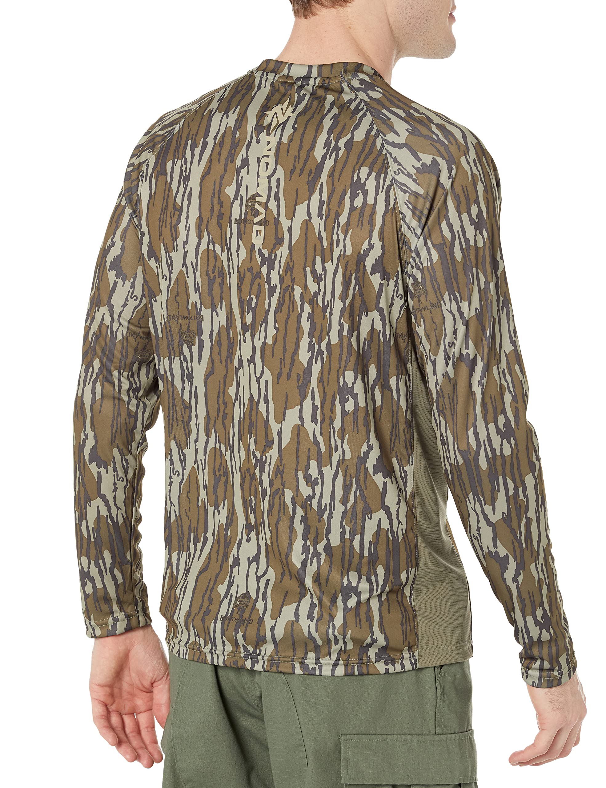 Nomad Mens Pursuit Long Sleeve Shirt | Hunting Shirt W/Sun Protection, Mossy Oak Bottomland, X-Large