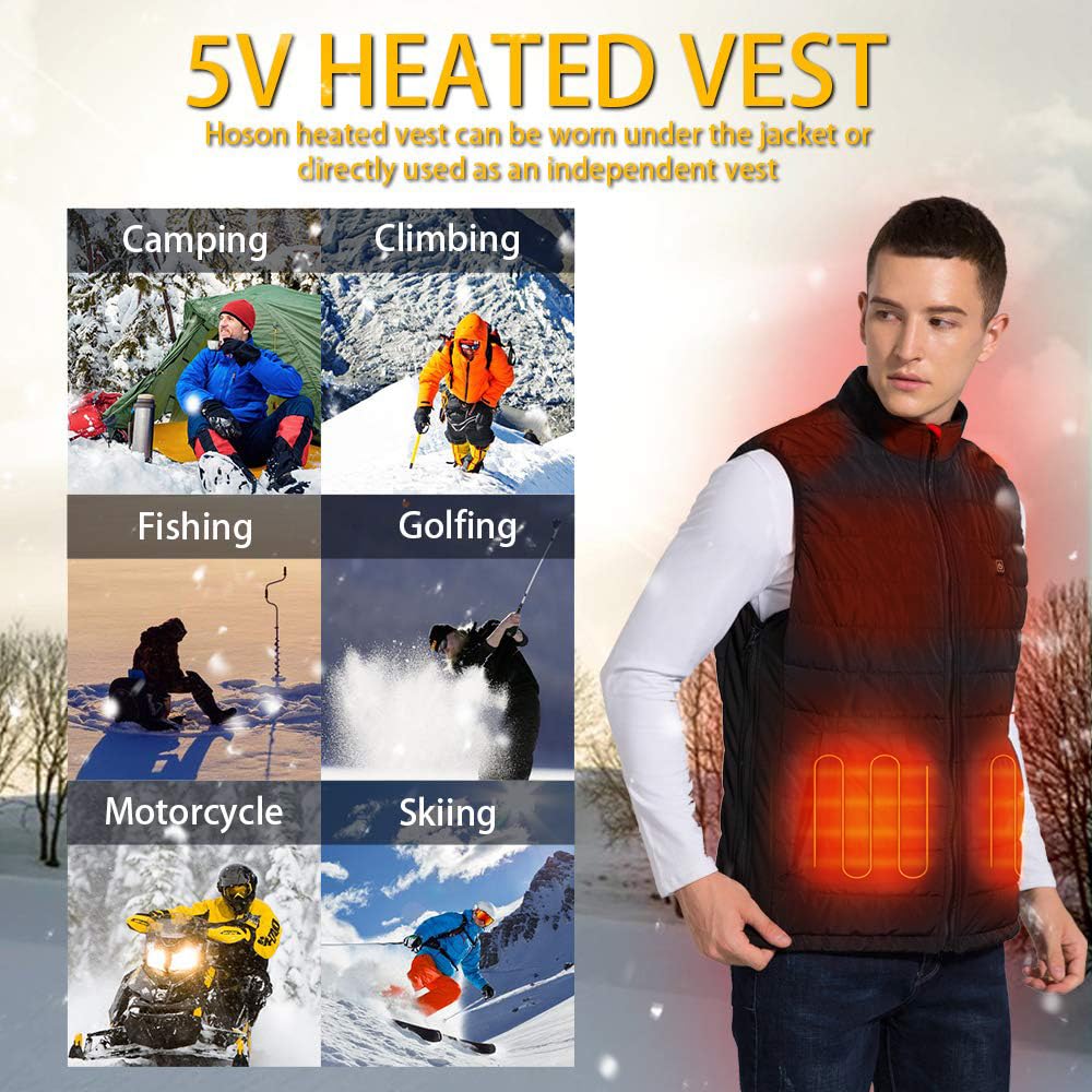 Hoson Heated Vest,Electric Lightweight Heated Vest For Men Women,Skating for Heated Jacket/Sweater/Thermal Underwear Battery