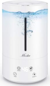 mooka humidifier, 4.5l(1.2gal) cool mist humidifier, top fill cool mist humidifier for bedroom, large room, quiet operation, 13-40 hours, auto shut-off product name