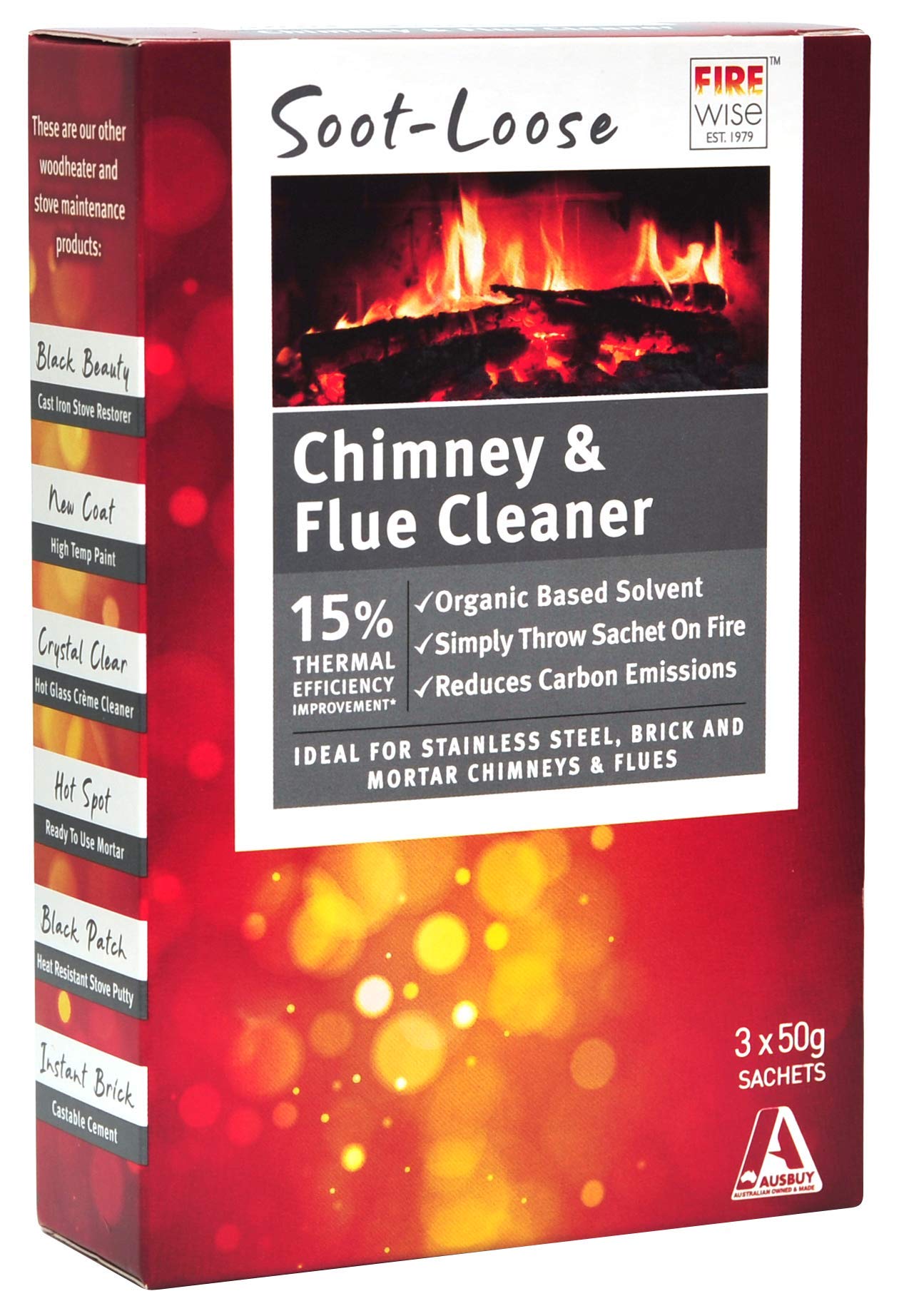 Firewise 18 Treatments Soot-Loose Chimney & Flue Cleaner Dissolves Soot, Tar and Creosote Increases Heater Efficiency, Reduces Smoke Emissions & Non-Corrosive