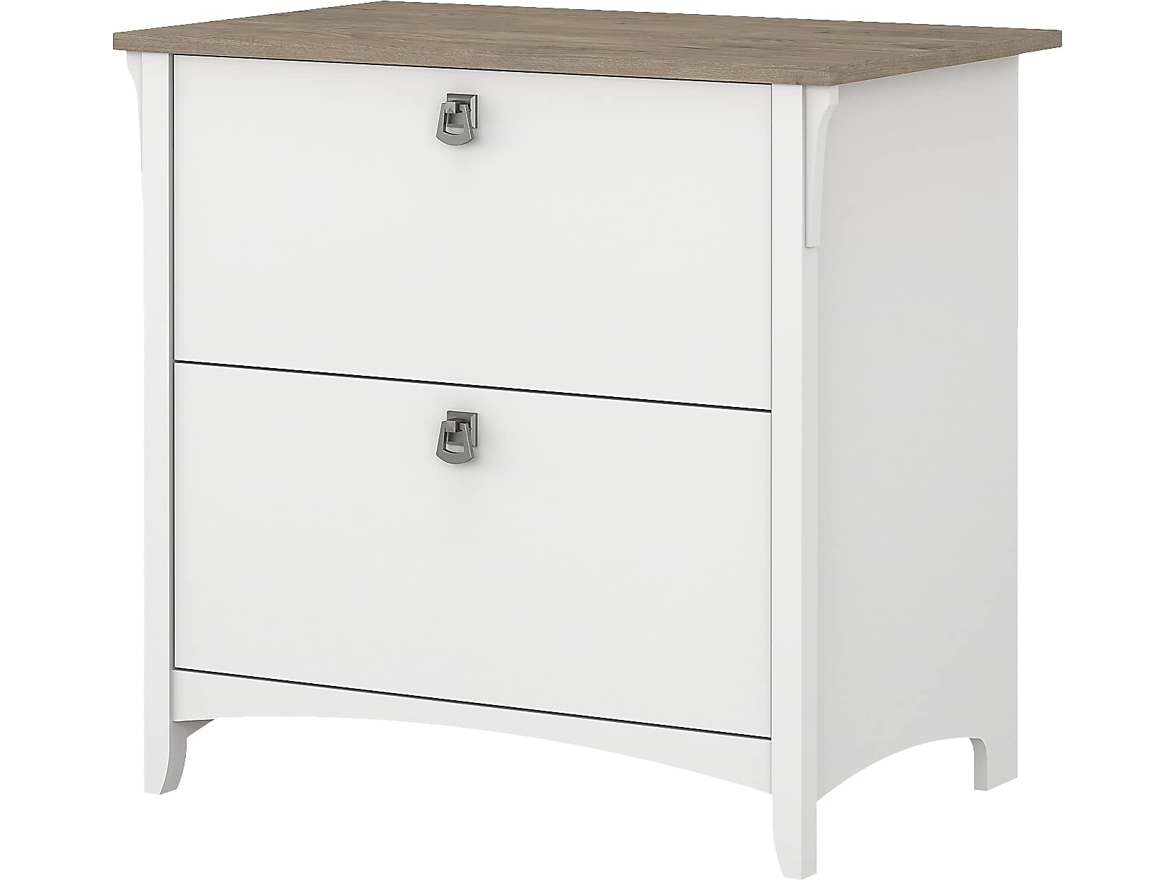 Bush Furniture Salinas 2 Drawer Lateral File Cabinet in Pure White and Shiplap Gray