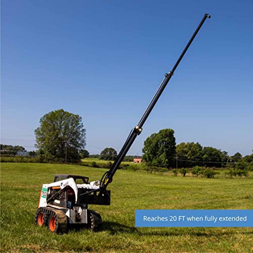 Titan Attachments 20 FT Economy Telescoping Hydraulic Skid Steer Truss Boom with 120-inch Reach