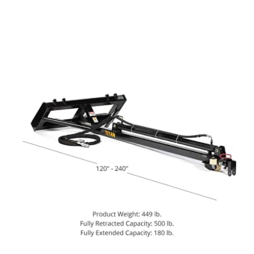 Titan Attachments 20 FT Economy Telescoping Hydraulic Skid Steer Truss Boom with 120-inch Reach