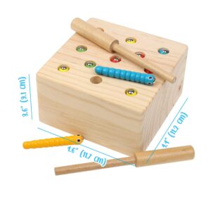 Boxiki kids Wooden Montessori Toys for Babies, Toddlers & Kids, Fine Motor Skills, Magnetic Worm Game for 3 Years Old