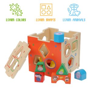 Wooden Kids Baby Activity Cube - Boys Gift Set | 1,2 Year Old Boy Gifts Toys | Developmental Toddler Educational Learning Boy Toys 12-18 Months |Shape Sorter for Birthday