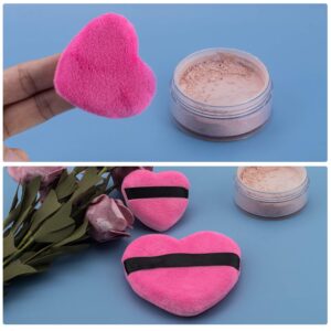 OIIKI 4PCS Makeup Puffs, Cotton Powder Puff, Makeup Tool Sponges Blender, in Love Shape with Strap, for Cosmetic (2PCS Gray+2PCS Rose)