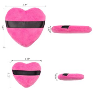 OIIKI 4PCS Makeup Puffs, Cotton Powder Puff, Makeup Tool Sponges Blender, in Love Shape with Strap, for Cosmetic (2PCS Gray+2PCS Rose)