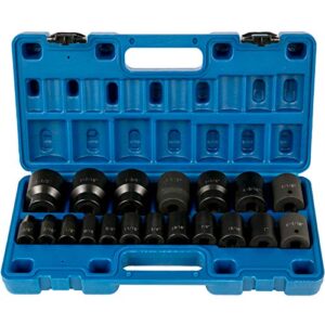 VEVOR Impact Drive Socket Set 1/2 Inches 19 Piece Impact Sockets SAE, Standard Socket Assortment, (3/8 Inches to 1-1/2 Inches) 6-point Hex Sockets