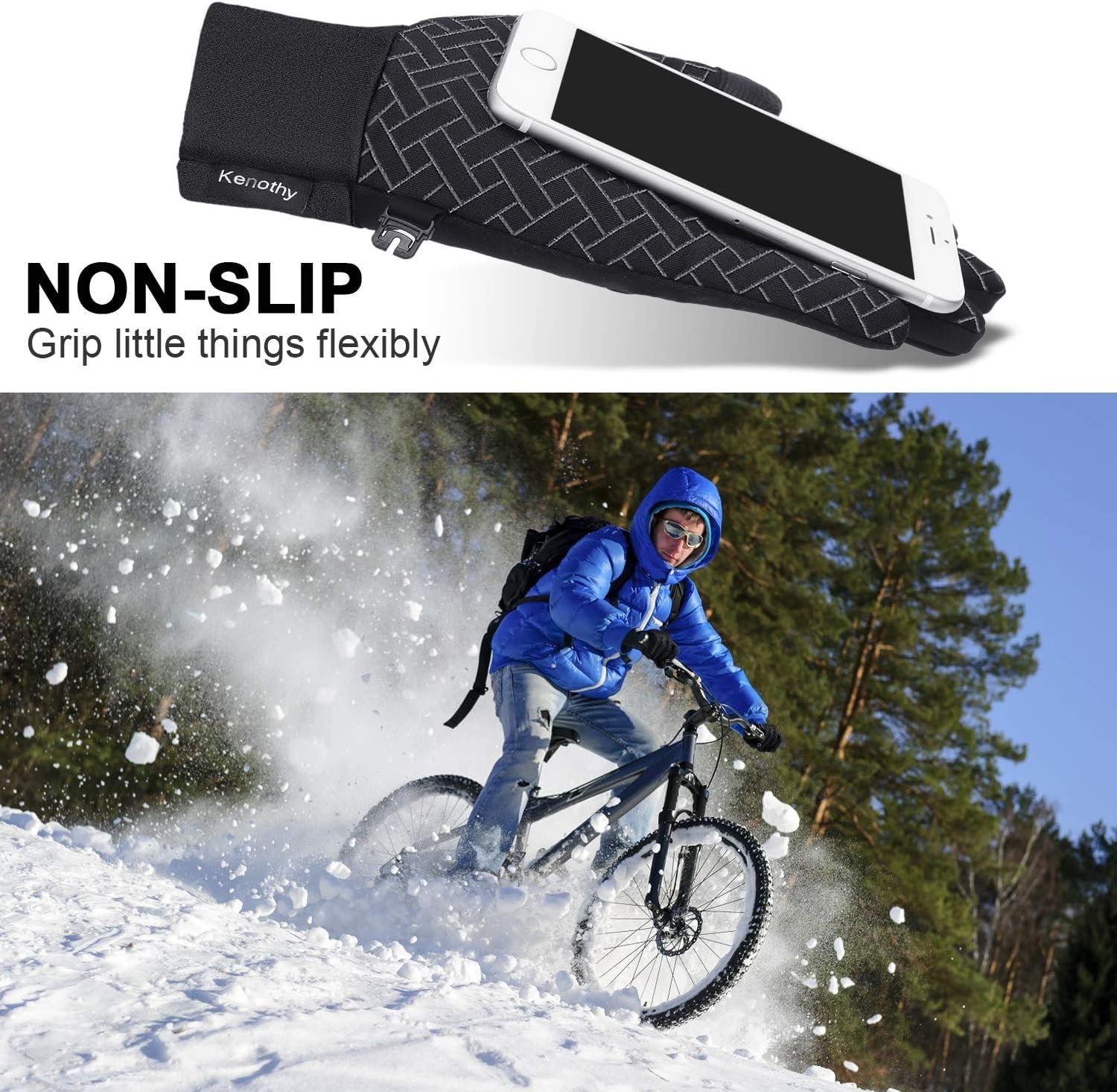 Winter Gloves for Men Women Thermal Touch Screen Water Resistant Windproof Anti Slip Heated Warm Glove for Cycling Running Biking Driving Hiking