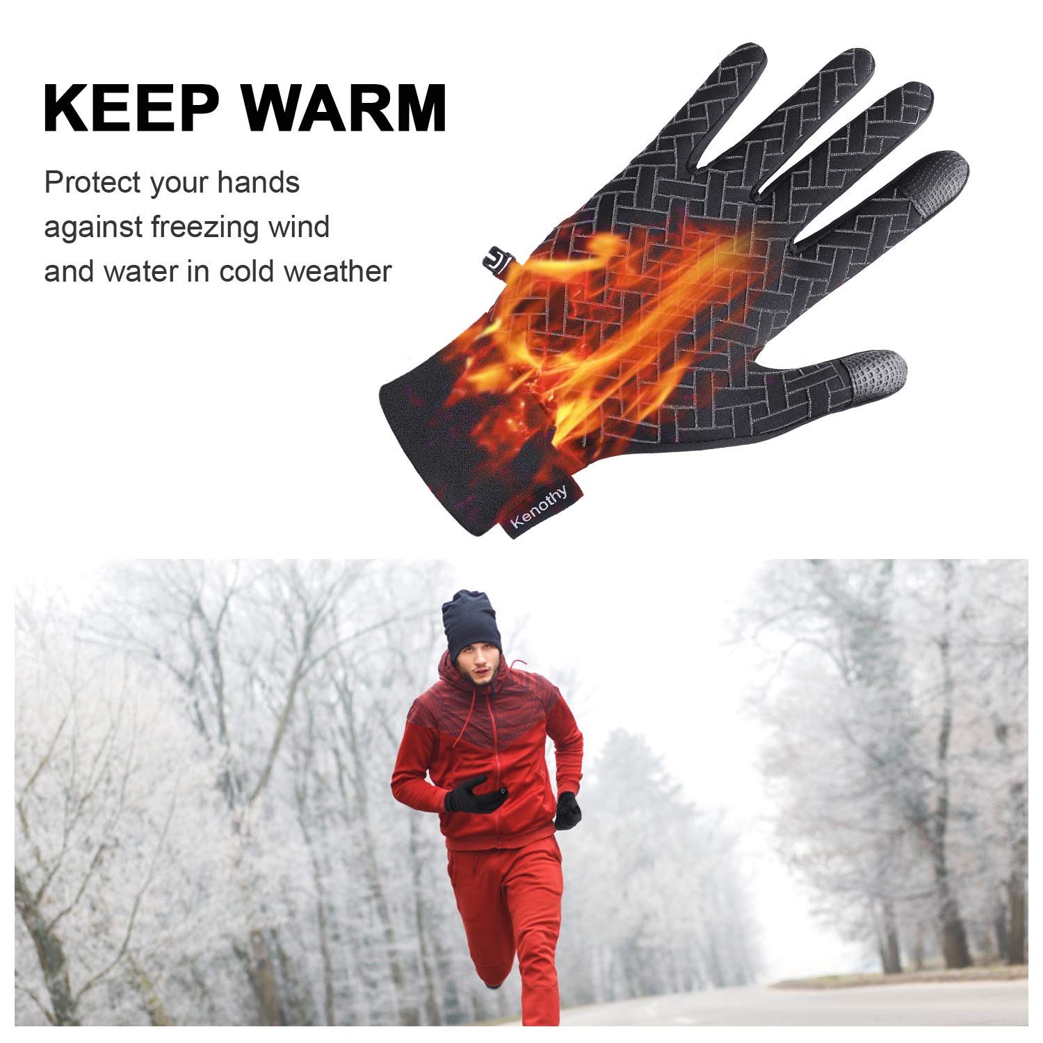 Winter Gloves for Men Women Thermal Touch Screen Water Resistant Windproof Anti Slip Heated Warm Glove for Cycling Running Biking Driving Hiking