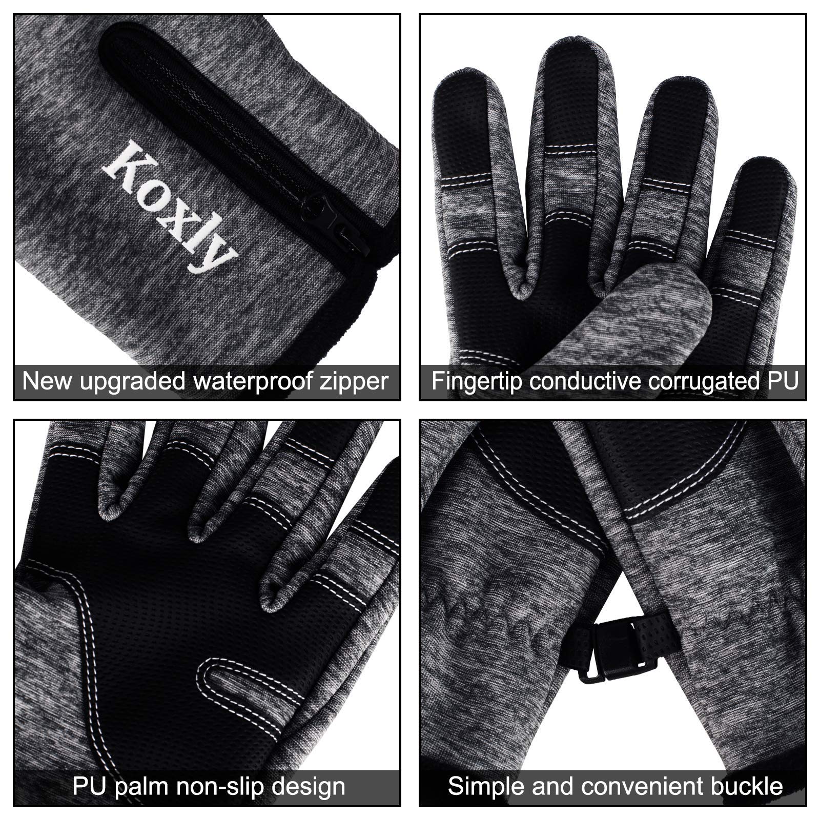 Koxly Winter Gloves Touch Screen Fingers Warm Gloves Insulated Anti-Slip Windproof Waterproof Cycling Riding Running Work for Men Women Mens Womens