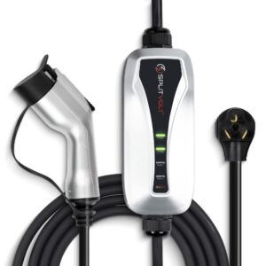 splitvolt nema 10-30 level 2 ev charger 240v with 16 ft cord, fastest nec-safe 30 amp circuit charging, j1772 plug, includes evse cable travel bag