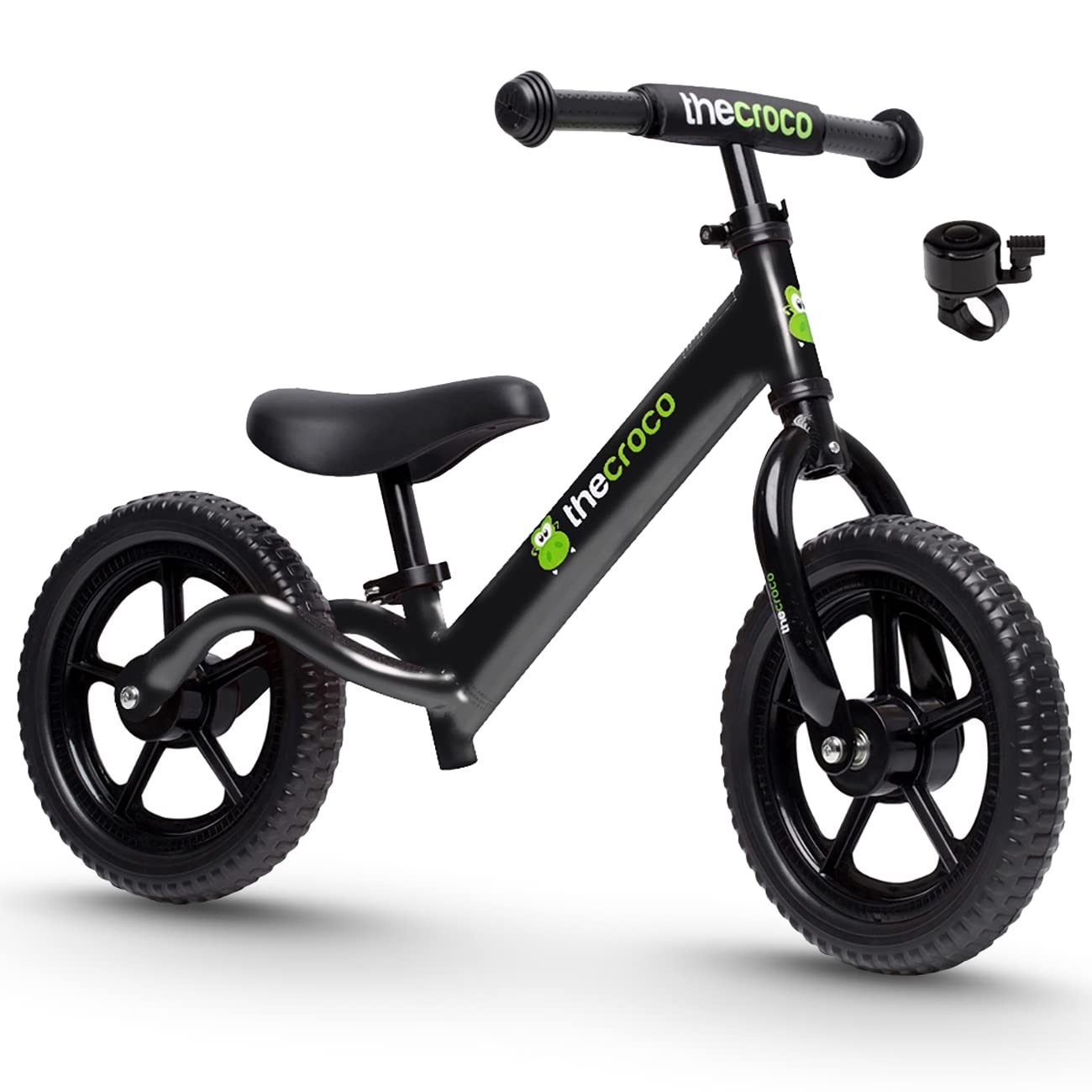 The Original Croco Ultra Lightweight and Sturdy Balance Bike.2 Models for 2, 3, 4 and 5 Year Old Kids. Unbeatable Features. Toddler Training Bike, No Pedal. (Black, Ultralight 12 Inch)