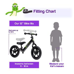 The Original Croco Ultra Lightweight and Sturdy Balance Bike.2 Models for 2, 3, 4 and 5 Year Old Kids. Unbeatable Features. Toddler Training Bike, No Pedal. (Black, Ultralight 12 Inch)