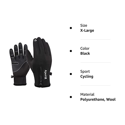 Koxly Winter Gloves Touch Screen Fingers Warm Gloves Insulated Anti-Slip Windproof Waterproof Cycling Riding Running Work for Men Women Mens Womens