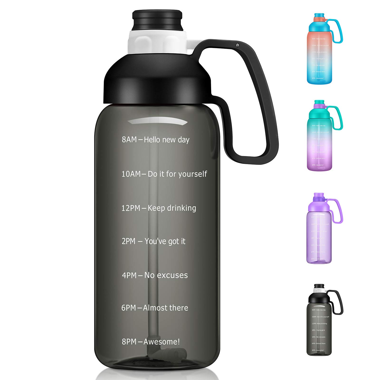 podocarpus Motivational Water Bottle 64 OZ Water Bottle 2 Liter Water Bottle with Time Marker Large Water Bottle Big Water Bottle 1/2 Gallon Water Bottle Half Gallon Water Bottle with Straw