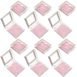 12 pieces 3d false eyelashes packaging boxes rhinestones square lash case empty eyelash storage boxes with glitter paper and clear tray for women girls eyelash care (rose gold)