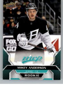 2020-21 upper deck mvp hockey #227 mikey anderson rc rookie card los angeles kings official nhl trading card from the ud company