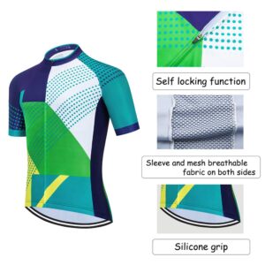 Men's Cycling Bike Jerseys Short Sleeve with 3 Rear Pockets- Moisture Wicking, Full Zipper Biking Shirt, Quick Dry, Breathable Mountain Bike Shirt (0507,XL)