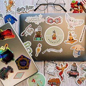 Conquest Journals Harry Potter Watercolor Vinyl Stickers, Set of 60 Unique Stickers Including 5 Holograms, Waterproof and UV Resistant, Great for All Your Gadgets (White Vinyl, 60 Pack)