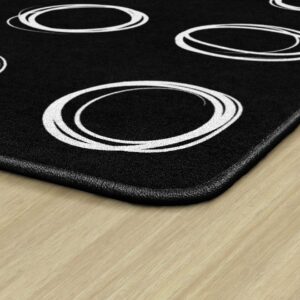 Flagship Carpets Circle Sampler Abstract Educational Area Rug for Kids Room or Childrens Classroom Carpet, Playroom or Home Learning, 6' x 8'4", Black