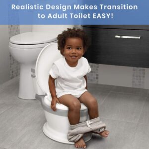 Delta Children Kid Size Toddler Potty for Boys & Girls - Realistic Potty Training Toilet Looks & Feels Like an Adult Toilet, White/Grey