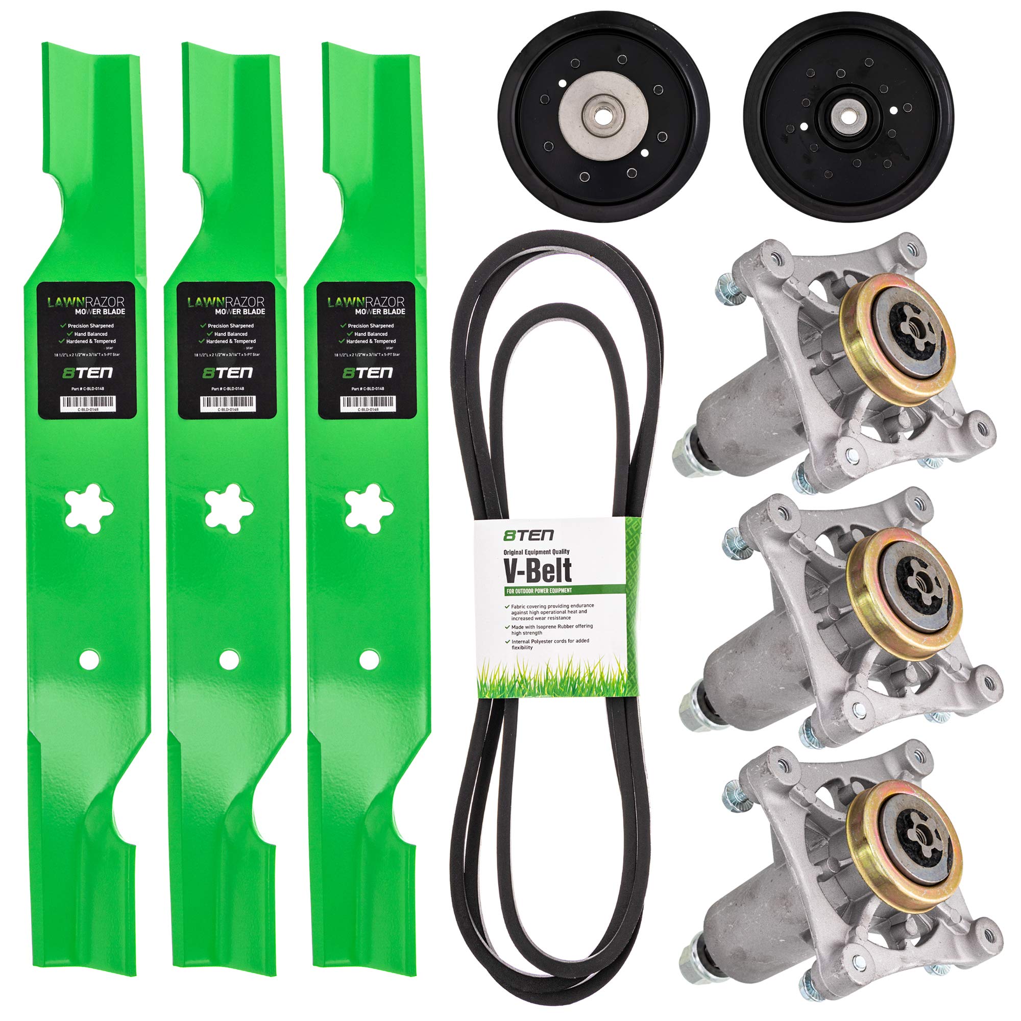 8TEN Deck Rebuild Kit for Husqvarna Poulan 54 inch Z254 541ZX Zero Turn Mowers Blade Spindle Belt Idler