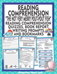 reading comprehension: not very merry pout-pout fish by deborah diesen - quizzes, book report template, writing prompts, bookmarks