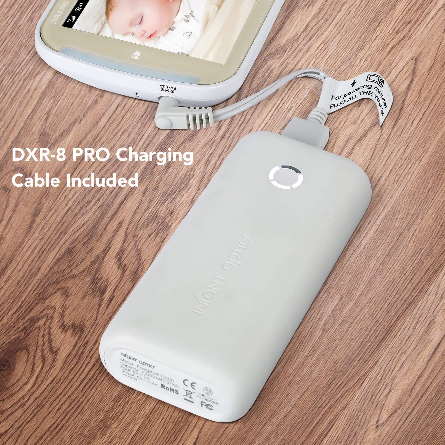 Infant Optics Pro External Battery Pack (Compatible with DXR-8), White