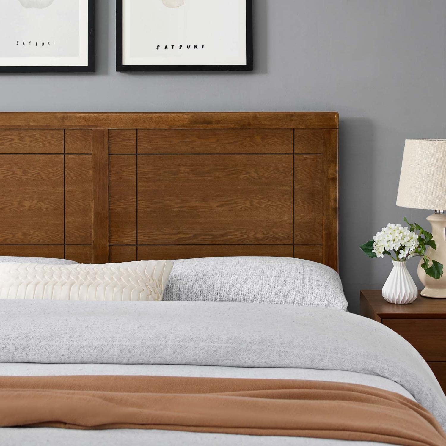 Modway Archie Wood Headboard, Walnut