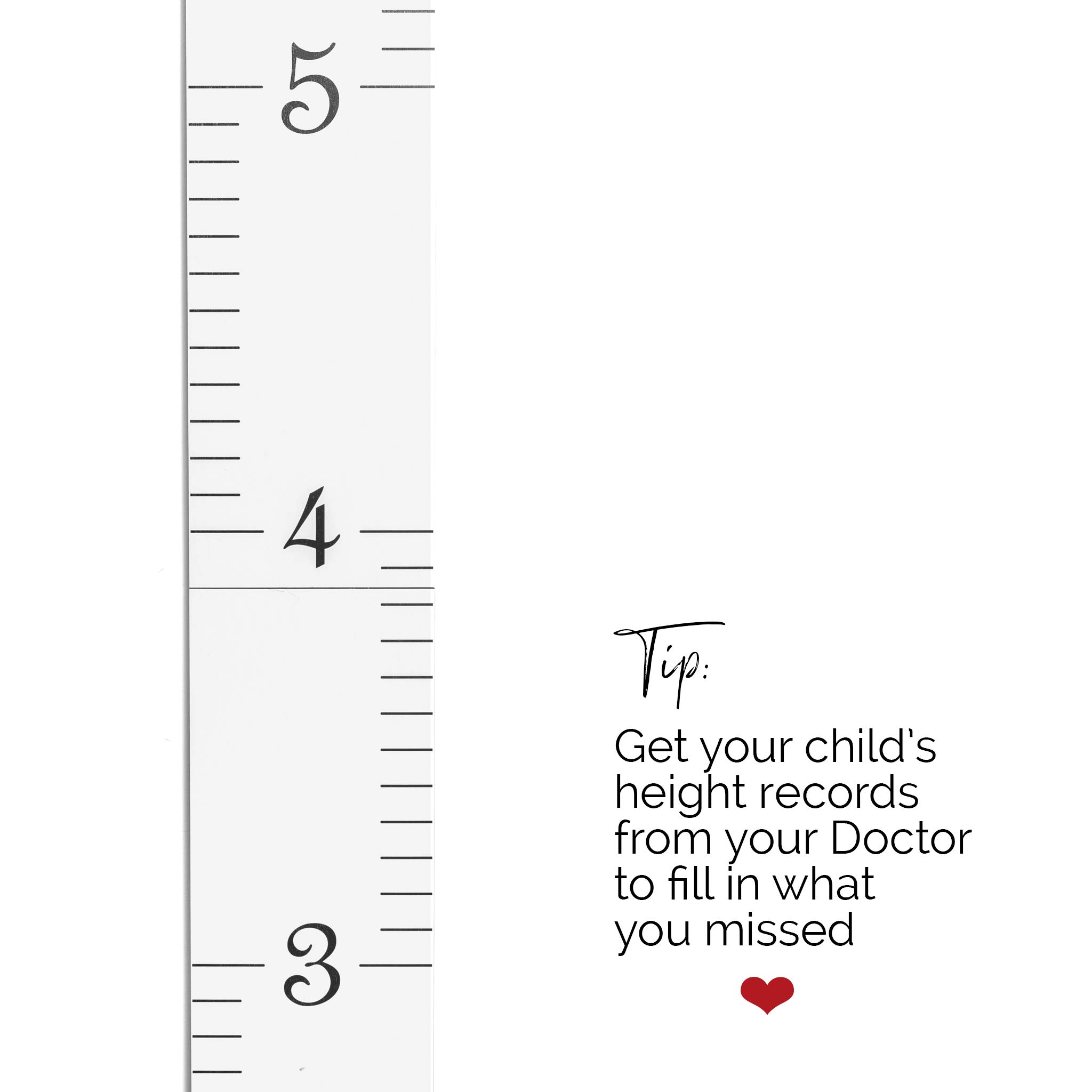 HEADWATERS STUDIO Wooden Ruler Growth Chart for Kids, Boys and Girls - Height Chart & Height Measurement for Wall - Kids Nursery Wall Decor and Room Hanging Wall Decor - Original - White