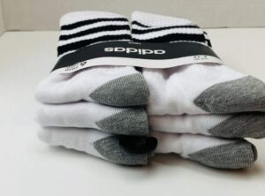 adidas men's 6 pair crew socks white black shoe size 6-12