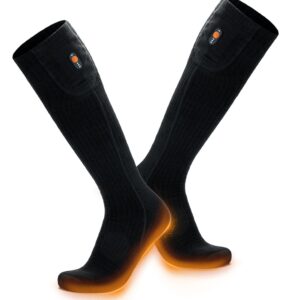 ORORO Heated Socks for Men Women, Rechargeable Electric Socks for Cold Feet(Black,L)