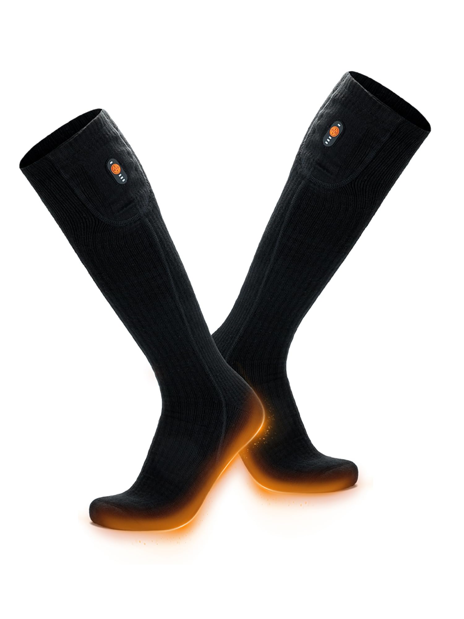 ORORO Heated Socks for Men Women, Rechargeable Electric Socks for Cold Feet(Black,L)