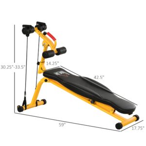 Soozier Multifunctional Sit Up and Dumbbell Weight Bench with 4-Angle Adjustable Backrest & Lightweight Portable Design - Yellow