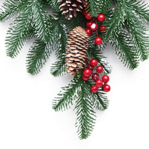 NMFIN Christmas Teardrop Wreath, Artificial Front Door Swags w/ Berries & Pine Cones & Ribbon Bow for Holiday Home Wall Decor