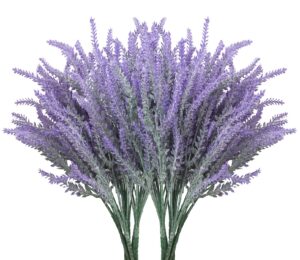 leyaron 10 bundles fake flowers artificial lavender faux plastic plants for home decor wedding kitchen garden patio porch window box office table centerpieces indoor outdoor decorations purple