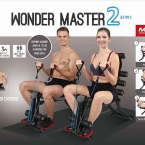 MBB 22 in 1 Wonder Master Core & Abdominal Workout Chair,Foldable & Adjustable Rowing Machine,22 Ways to Exercise,Fitness Equipment for Home Gym Sports