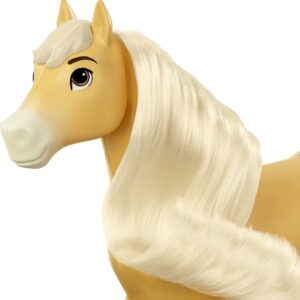 Mattel Spirit Untamed Pru Doll (Approx. 7-in) & Chica Linda Horse (Approx.8-in) with Long Mane, Saddle, Brush, Apple Treat, Great Toy for Ages 3 Years Old & Up