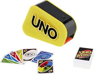 mattel games uno attack card game for family night with card launcher featuring lights & sounds and mega hit rule (amazon exclusive)